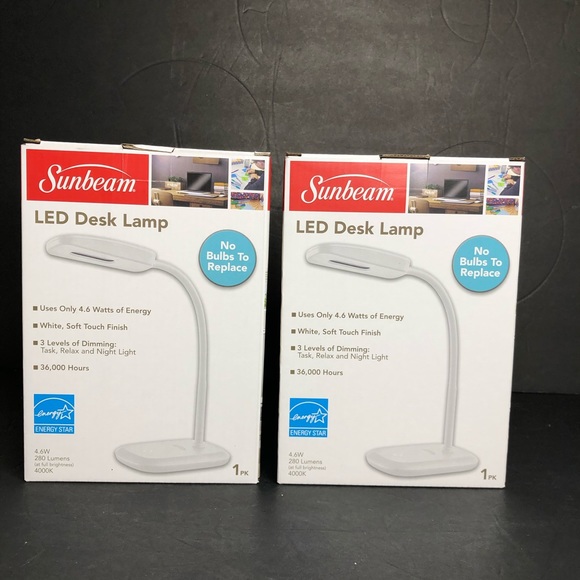 Sunbeam | Other | 2 White Sunbeam Led Dimming Desk Lamps Nib | Poshmark